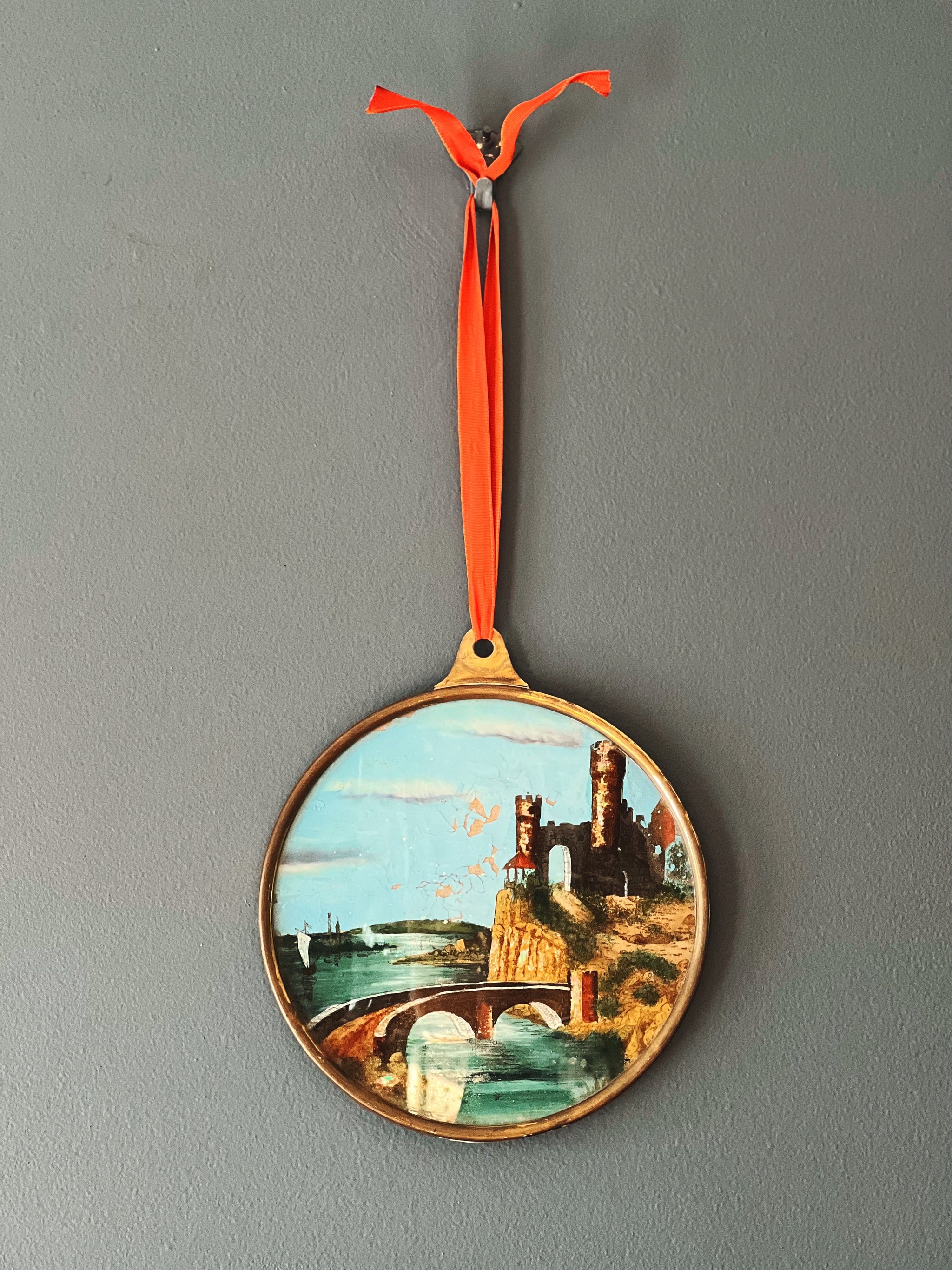 Vintage Reverse Painted Castle Scene – feastvintage