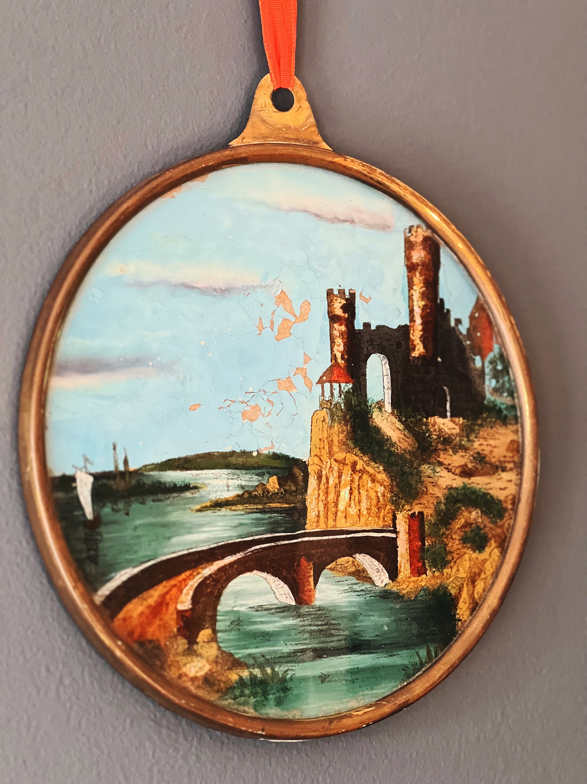 Vintage Reverse Painted Castle Scene – feastvintage