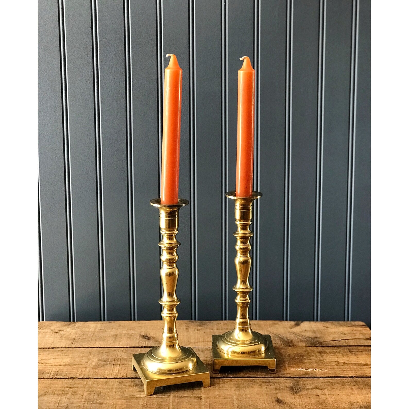 Pair of Tall Brass Taper Candle Holders – feastvintage